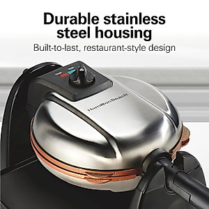 Hamilton Beach 26031 Belgian Waffle Maker with Removable Nonstick Plates, Single Flip, Ceramic Grids, Black