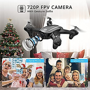 Holy Stone HS340 Mini FPV Drones with Camera for Kids 8-12 RC Quadcopter for Adults Beginners with One Key Take Off/Landing, Gravity Sensor, Headless Mode, Waypoint Fly, Throw to Go, Indoor & Outdoor