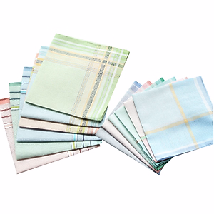 La closure Women Woven Stripe Handkerchiefs Wedding Party Cotton Hankies 12PCS