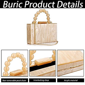 Buric Women Acrylic Clutch Purse Leopard Print Evening Bag Chain Formal Handbag Party Bridal Wedding Clutch Purse for Women (Apricot)