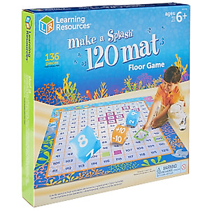 Learning Resources Make a Splash 120 Mat Floor Game, Addition/Subtraction - 136 Pieces, Ages 6+ Math Games for Kids, Educational Games
