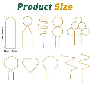 Zopeal 10 Pcs Small Metal Trellis for Potted Plants 15.7 Inch Gold Trellis Stackable Plant Support Stakes for Garden Climbing Houseplants Indoor Outdoor Monstera Flowers Hoya