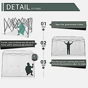 MeetLeisure Walk-in Greenhouse 8.5 Ft x 7 Ft Pop-up Outdoor Green House Plant Gardening Canopy, Roll-up Zipper Entry Doors and 3 Large Roll-Up Side Windows with Garden Hand Shovel(Medium, White)