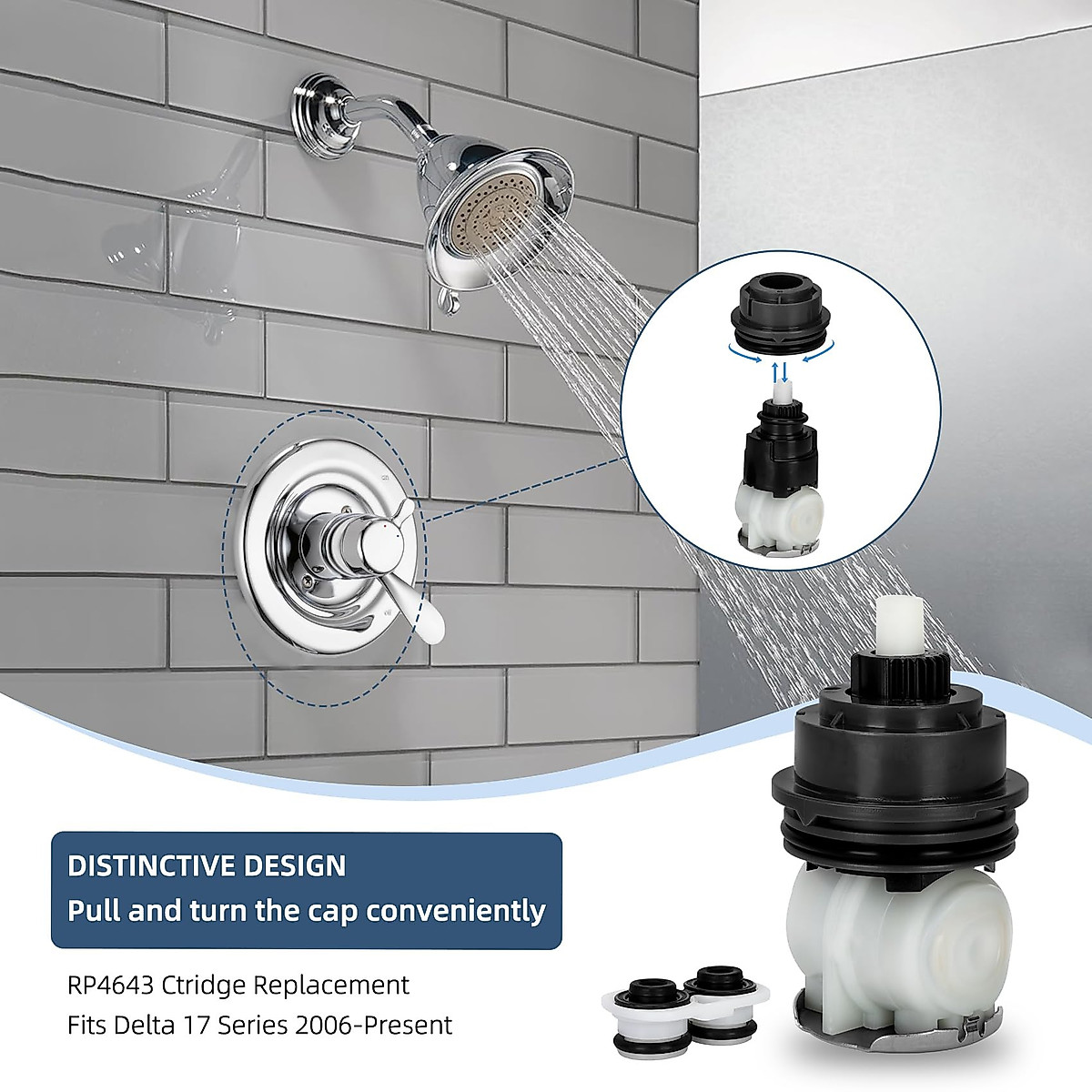 RP46463 Delta Cartridge for Delta Monitor 17 Series (2006-Present), Delta RP46463 Cartridge Replacement, RP46463 Delta Shower Cartridge Fits for Delta Dual Function Bath Tub and Shower Faucet Valve