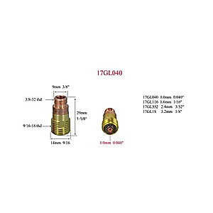 RIVERWELD TIG stubby Gas Lens 17GL332 10N24S 53N61S Kit Fit DB SR WP 17 18 26 TIG Welding Torch 16pcs