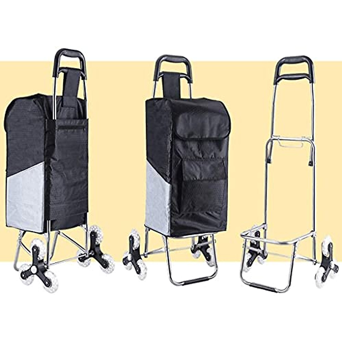 Shopping Trolley on Wheels Multi Function Shopping Cart Fashion Folding Portable Luggage Small Trailer Labor-Saving Large Capacity Stainless Steel Rod Storage Hand Trucks,B ,
