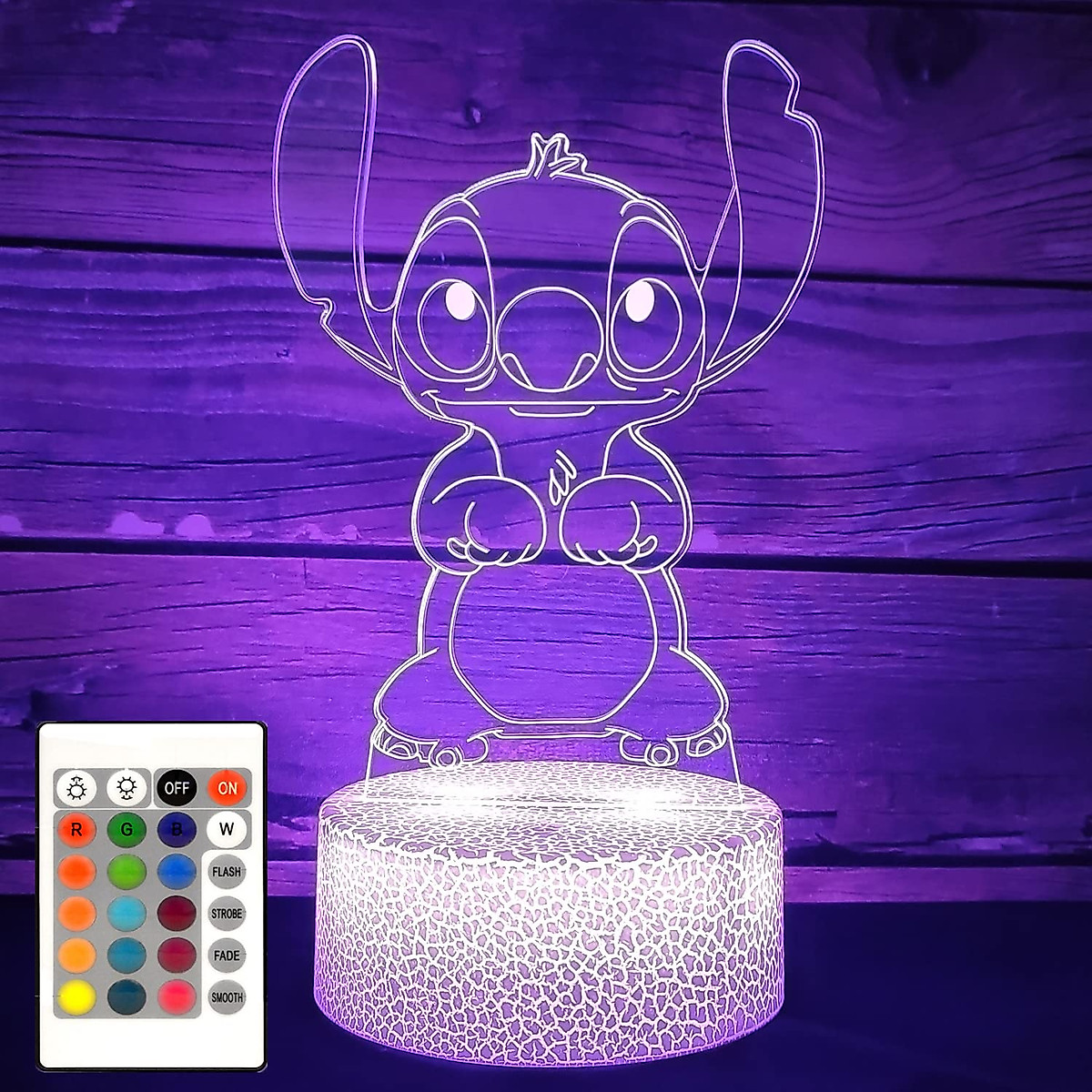 Nutyser 3D Night Light for Kids - Stitch Anime 3D lamp with Remote & Smart Touch 16 Colors Changing Led Light - Dimmable Toys for Teens Boys Girls Birthday Gifts Christmas
