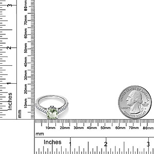 Gem Stone King 925 Sterling Silver Cushion 7MM Gemstone Birthstone and White Created Sapphire Engagement Ring | Wedding Engagement Anniversary Promise Ring For Women