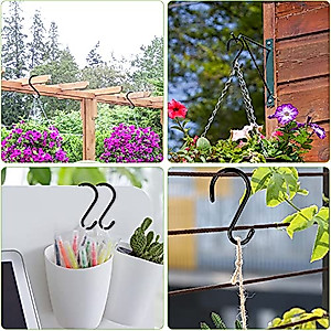 DINGEE 12 Pack S Hooks Heavy Duty Vinyl Coated Large S Hooks 6 inch Non Slip 7mm Thickness S Hooks for Hanging Plants,Sturdy Metal Black S Hooks for Closet,Bird Feeders,Kitchen,Tools,Bikes
