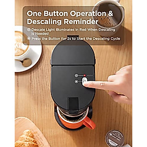 Famiworths Mini Coffee Maker Single Serve, Instant Coffee Maker One Cup for K Cup & Ground Coffee, 6 to 12 Oz Brew Sizes, Capsule Coffee Machine with Water Window and Descaling Reminder, Black