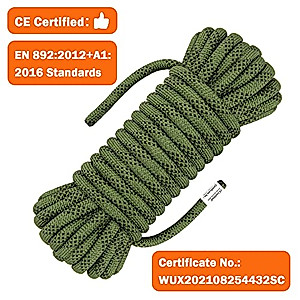 AOLEBA 10.5 mm Static Climbing Rope 10M(32ft) 20M(64ft) 30M(96ft) 50M(160ft) 70M(230ft) Outdoor Rock Climbing Rope, Escape Rope Ice Climbing Equipment Fire Rescue Parachute Rope