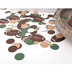 210 Pieces Football Party Table Confetti - First Year Dow，Baby Shower Sport Game Day Party Supplies，Superbowl Party Decorations，First Touch Down，Baby Boy，Brown Olive，First Year Down Football Birthday