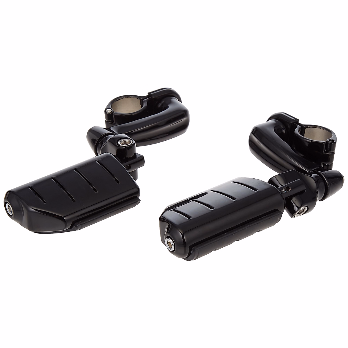 Kuryakyn 7599 Motorcycle Foot Controls: Longhorn Offset Trident Dually Highway Pegs with Magnum Quick Clamps for 1-1/4" Engine Guards/Tubing, Gloss Black, 1 Pair