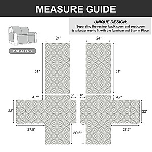 Genina Loveseat Recliner Cover Non-Slip, Sofa Cover for Reclining Couch 2 Seat, Loveseat Covers Double Recliner Furniture Protector Cover with Elastic Straps for Pets (Dark Gray, Recliner Loveseat)