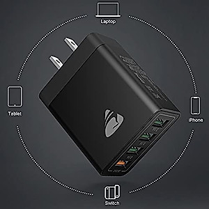 USB Wall Charger Block,Aioneus 40W 4-Port Fast Charging Block,QC 3.0 USB Cube Charger Plug for iPhone 14 13 12 11 Pro Max XS XR X 8 7 6 6S Plus,Charging Box Brick with Samsung,LG,Moto,Android Phones