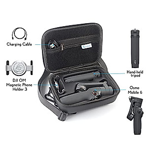 Skyreat Osmo Mobile 6 Case,PU Leather Portable Storage OM 6 Case Shoulder Bag for DJI OM 6 Smartphone Gimbal Stabilizer Accessories