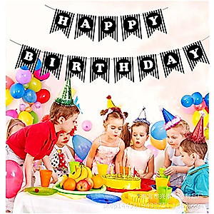 Black Happy Birthday Banner Flag Party Decorations