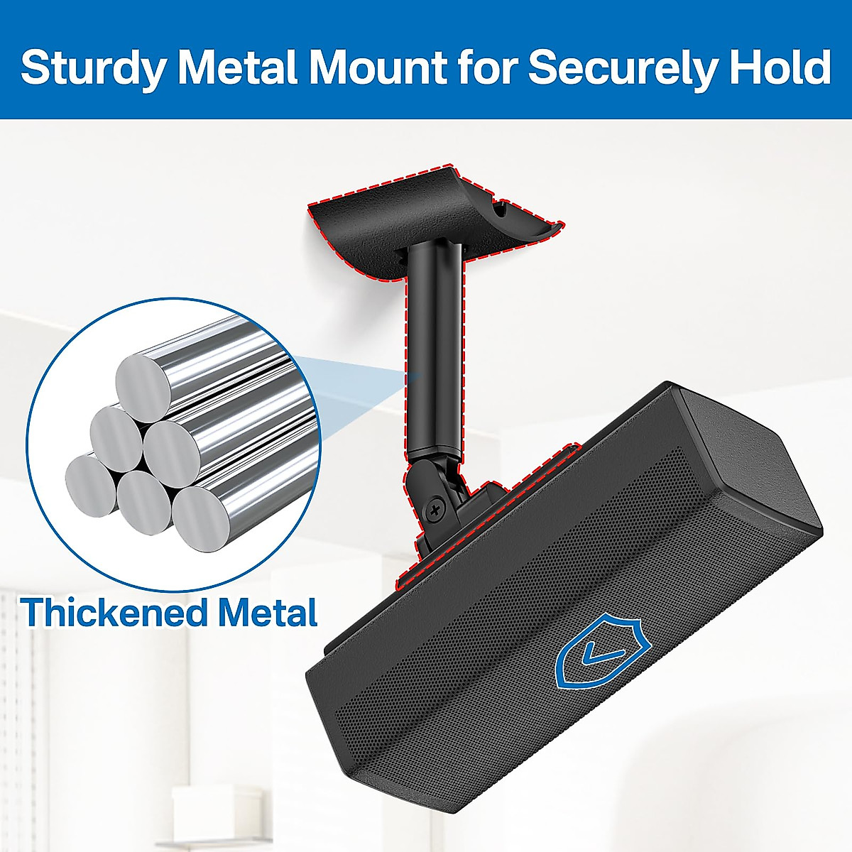 Angle Adjustable Bose Speaker Wall Mount - Ceiling & Wall Mount for Bose UB-20 Series II, SoundTouch, CineMate, Lifestyle, Acoustimass, Cube Surround Speaker Bracket, Black