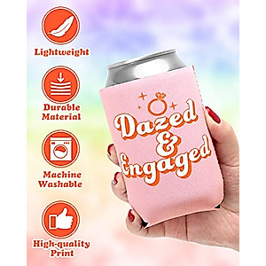 12 PCS Hippie Tie Dye Bachelorette Party Can Sleeves Dazed and Engaged Beverage Sleeves Retro Bridal Shower Party Supplies Bride Babe 60s 70s Hippie Party Decoration