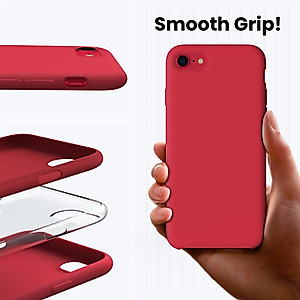 ORNARTO Designed for iPhone SE Case 3rd/2nd Gen/2022/2020, for iPhone 7/8 Case, Liquid Silicone Case with Open Bottom, Soft Gel Rubber Case Cover for iPhone SE 4.7 inch - Red