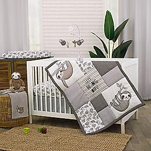 Little Love by NoJo Sloth Let's Hang Out Grey and White Changing Pad Cover