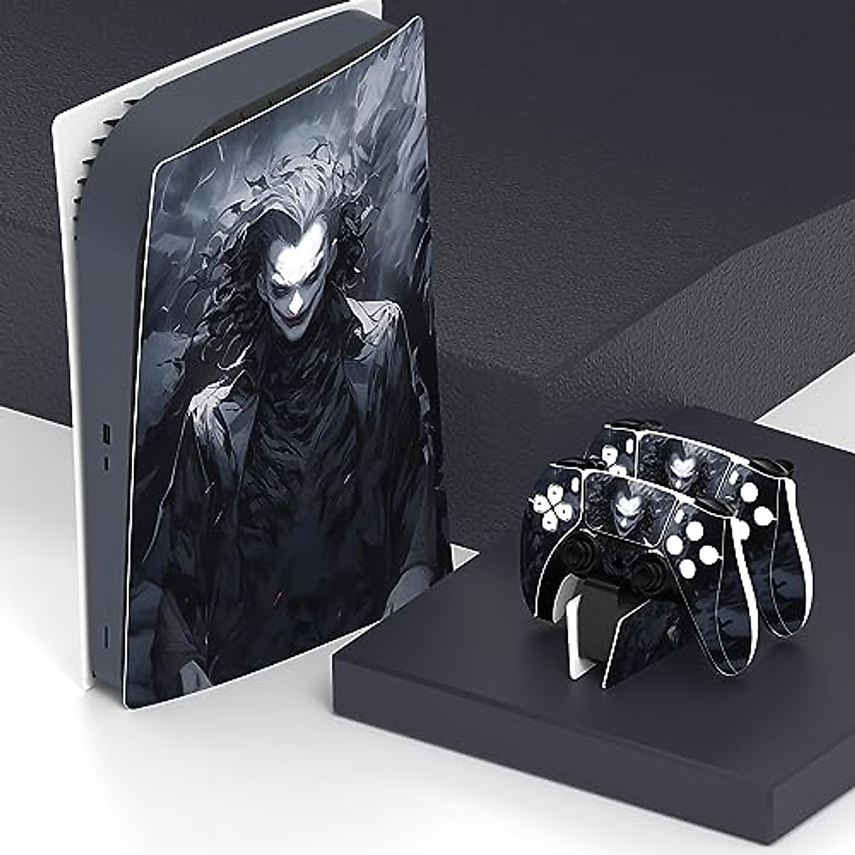 PlayVital Dark Clown Full Set Skin Decal for ps5 Console Digital Edition, Sticker Vinyl Decal Cover for ps5 Controller & Charging Station & Headset & Media Remote