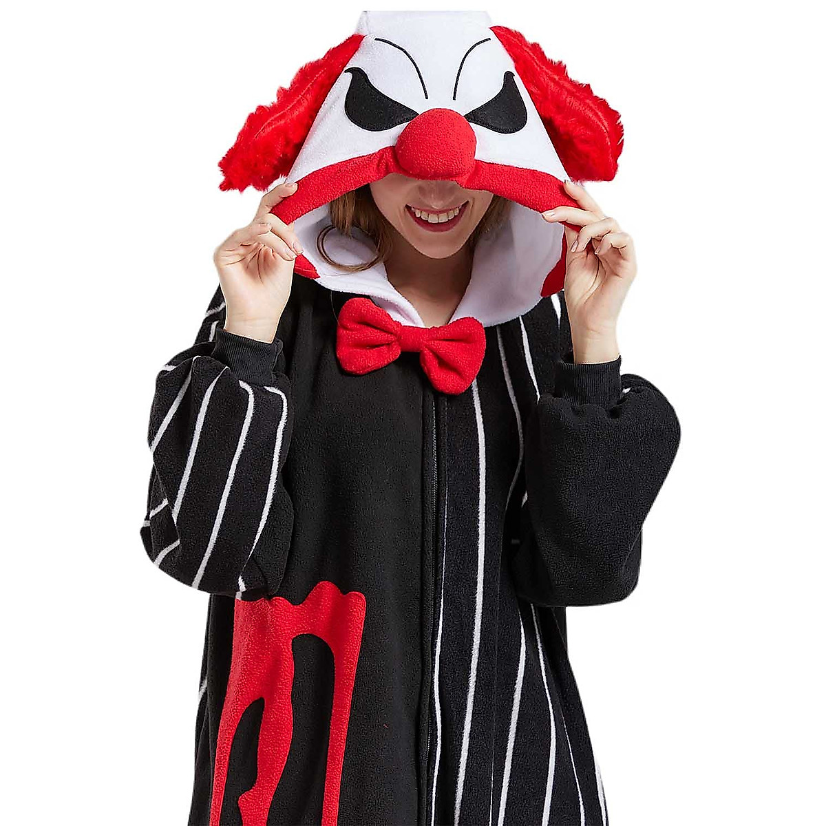 DarkCom Onesie Christmas Pajamas Adult Animal Halloween Costume Cosplay Clown One Piece Unisex Homewear Polar Fleece Sleepwear Small