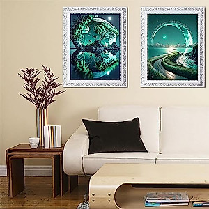 DOTSOPS 2P DIY Diamond Painting Kits 5D Full Drill for Adults Art Moon Tree Combo Suitable Kids Home Wall Decor Christmas All Saints' Day Gifts of Life Crystal Rhinestone Embroidery Craft12x16in