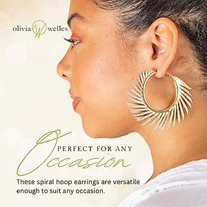 Olivia Welles Willow Chunky Gold Hoop Earrings, Colorful Fringe Spiral Womens Hoop Earrings Fashion Jewelry for Any Event (Gold)