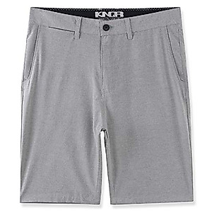 KNQR Mens Performance Quick Dry 4way Stretch Regular Fit All-Terrain Active Training Hybrid Shorts Ash Gray 40