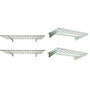 HyLoft 00630 48" x 24" Garage Wall Shelf Storage, White (Pack of 2) 777 Wall Shelf with Hanging Rod, 36" x 18" (2-Pack), White