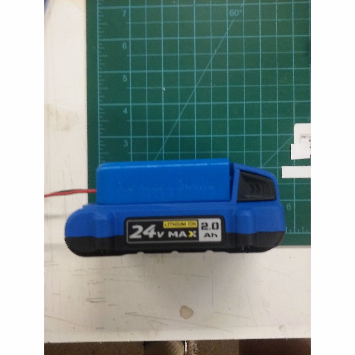 K24 Battery Mount Compatible with Kobalt 24Vmax KXT-424-03, KT-424-03, KT-624-03, KT-224-03 Battery Adapter Holder Mount DIY w/12 Hi-Temp 16AWG Wired terminals, Robots, Lights, eBikes PN K24-16