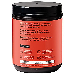 Perfect Keto Pure Whey Protein Isolate Powder - 100% Grass Fed Meal Replacement Shake, No Artificials, Gluten Free, Non-GMO (Vanilla)