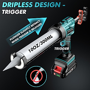 APROTII Cordless Caulking Gun Compatible with Makita Battery, Electric Caulk Gun w/ 4 Adjustable Speeds, LED Light, Drip-Free Adhesive 10OZ/300ML Caulk Gun for Filling, Sealing (No Battery)