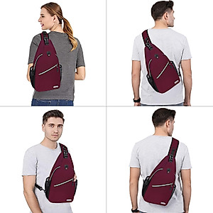 MOSISO Sling Backpack, Multipurpose Crossbody Shoulder Bag Travel Hiking Daypack, Wine Red, Medium