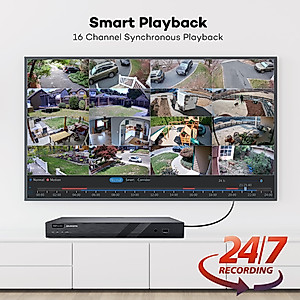 ONWOTE 16 Channel 4K PoE Security NVR Video Audio Recorder, Support 8MP 5MP 4MP 1080P, 16CH NVR with NO Hard Drive, Support up to 20TB with 2 Storage Bays, 16-CH Simultaneous Playback