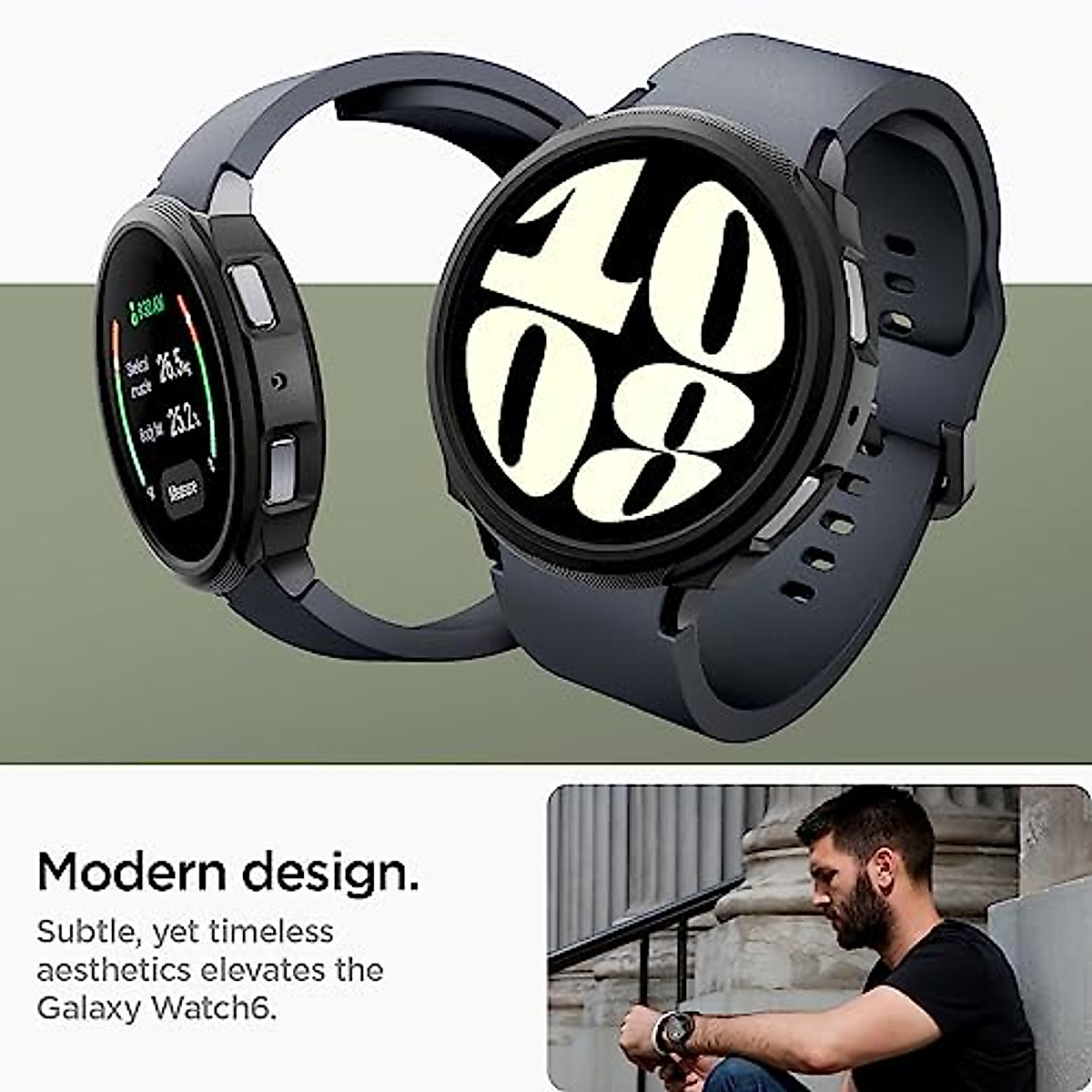 Spigen Liquid Air Armor Designed for Samsung Galaxy Watch 6 44mm Case Flexible Lightweight TPU Case (2023) - Matte Black