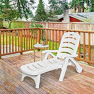 HAPPYGRILL Foldable Patio Lounger Chaise Chair with Wheels for Outdoor Patio Poolside