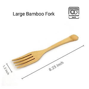 JapanBargain 4108, Set of 12 Bamboo Dinner Forks for Appetizer Furit Dessert Snack Resuable Dishwasher Safe, 8.25-inch