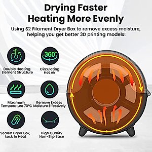 Oumefar 3D Printer Consumables Drying Box, 100‑240V Adjustable Temp and Time Touch Screen Easy to Operate ABS Shell PLA Filament Dryer for Removing Moisture(JP Plug) Mechanicalcomponents