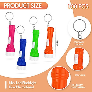 Kigeli 100 Pcs Mini Flashlight Keychain Bulk for Kids Small LED Keyring Mini Pocket Flashlights, Bright Tiny Light, 4 Colors for Hiking Camping Night Reading Dog Walking Halloween Party