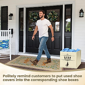 4 Pack Shoe Covers Box, Disposable Shoe Cover Dispenser for Open House, Indoor Homeowner Real Estate Agent Realtor Supplies, Foldable Please Cover or Remove Your Shoes Entryway Basket Storage Bins