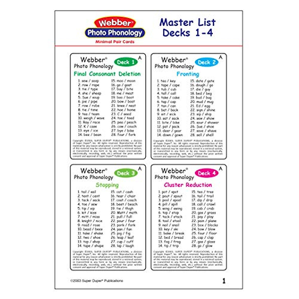 Super Duper Publications | Set of 10 Photo Phonology Minimal Pair Flash Cards Fun Deck Combo | Educational Learning Resource for Children