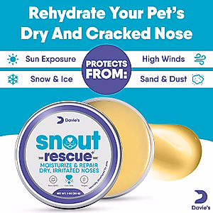 Davie's Snout Rescue - Dog Nose Balm for Dry Nose, All-Natural Dog Paw Pad Balm, Paw Balm Dogs Lick Safe, Snout Soother for Dogs and Cats, Paw Soother for Dogs, Made in USA - 1oz