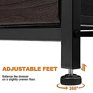 REAHOME 10 Drawer Dresser for Bedroom Faux Leather Chest of Drawers Fabric Dresser with Wooden Top Storage Organizer Unit for Living Room Hallway Entryway Closets (Rustic Brown)