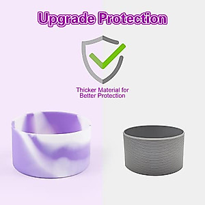 Atersala 2Pcs Silicone Cup Boot For Stanley Adventure Quencher Iceflow 20/30/40oz Tumbler With Handle,BPA-Free Protective Cover For Bottom Diameter 7.5cm/2.95in Travel Mug Bottle-Purple&White