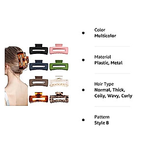 8 Pcs 4.13 Inch Large Claw Clips for Thick Hair - Big Matte Square Hair Clips, Strong Hold Rectangle Styling Accessories, Christmas Gifts