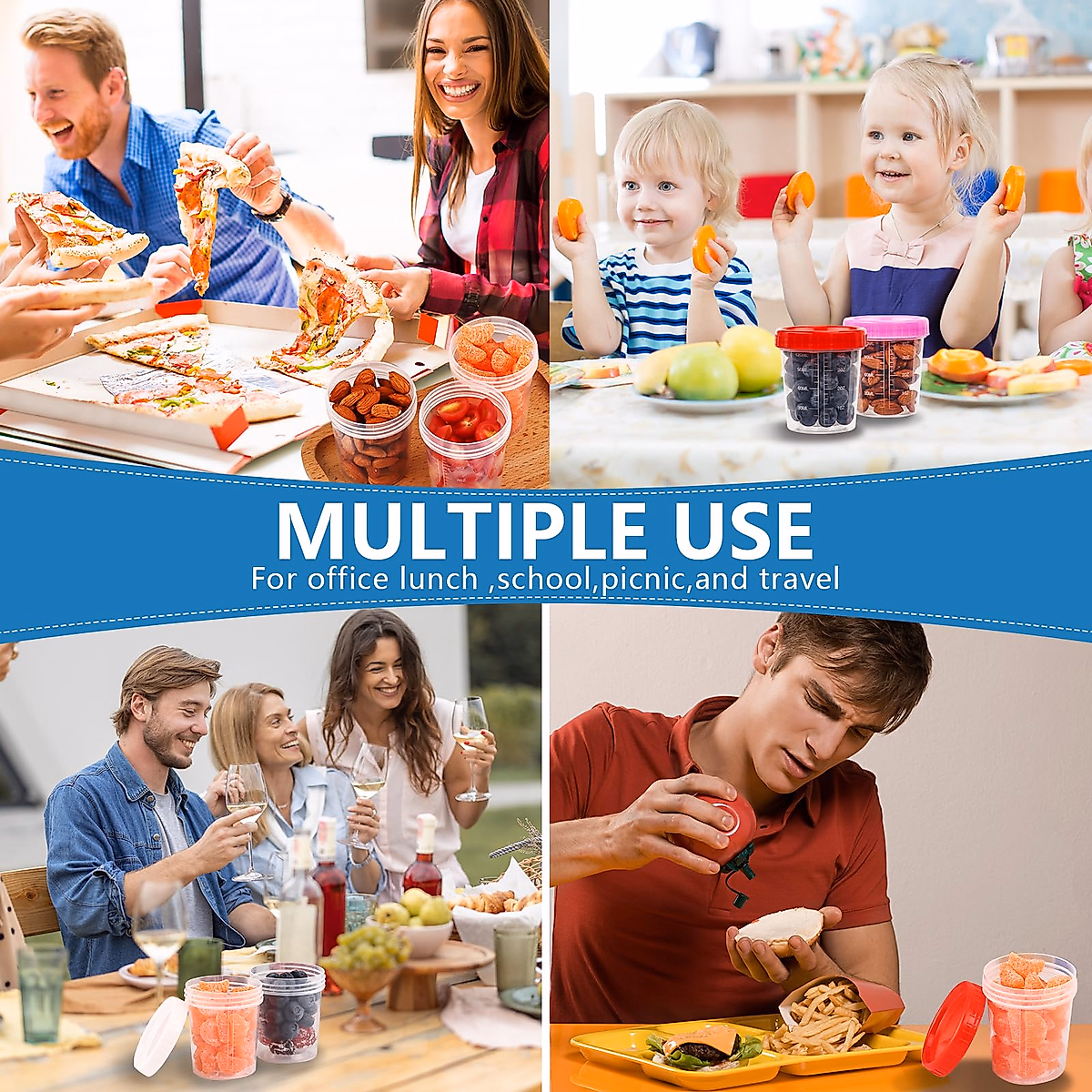 XSEINO 24 Pack 4oz Salad Dressing Container to Go,Small Containers with Lids Leakproof Condiment Containers with Screw Lids Reusable Stackable Plastic Dip Sauce Containers