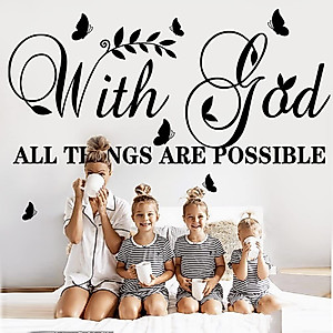 with God All Things are Possible Wall Stickers Inspirational Wall Decal Vinyl Wall Decals Motivational Office Decor Quote Wall Art Vinyl Wall Decal Living Bed Room School Words Saying