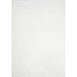 Abani Cream Area Rug for Living Room, Bedroom - Pebble Pattern - 8 x 10 - Durable & Easy to Clean